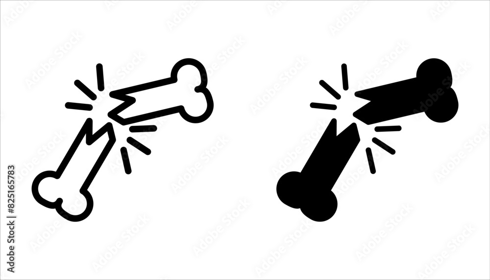 Broken bone fracture icon set. vector illustration isolated on white ...