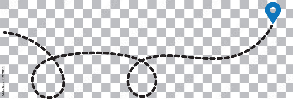 Route icon - two points with dotted path and location pin. Route ...