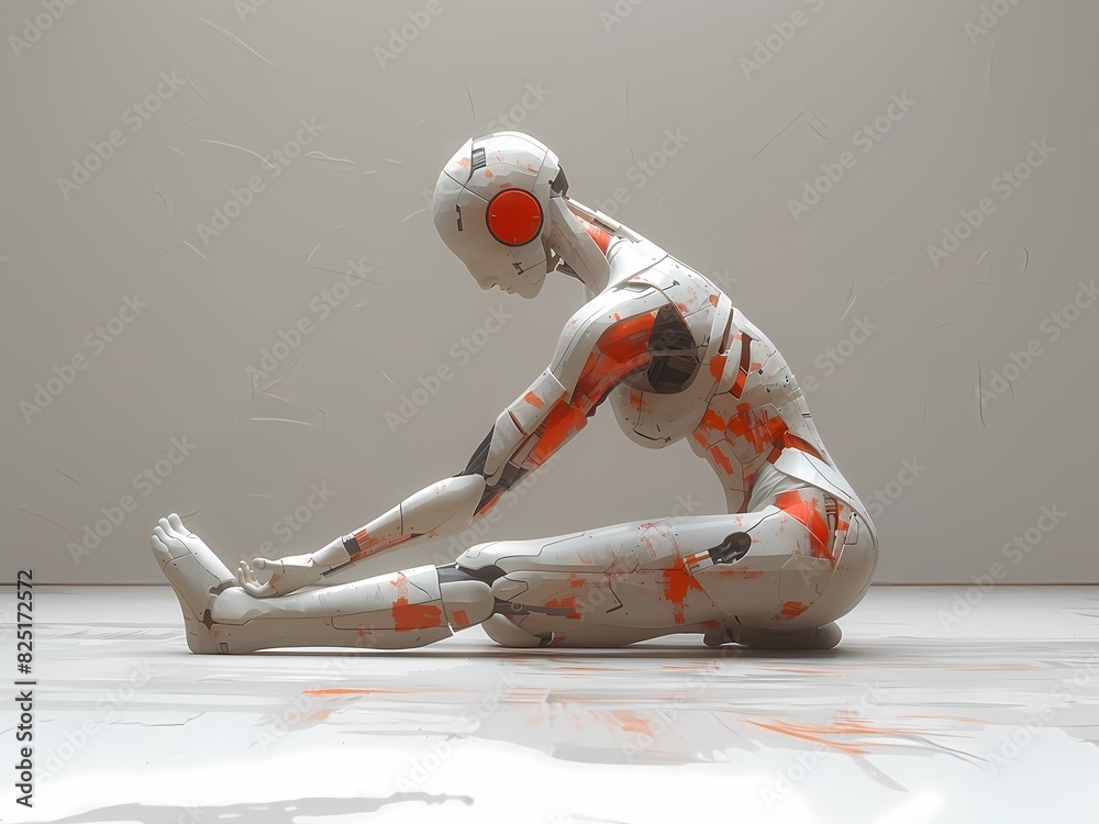 AI-Generated image of A robot is sitting on the floor with its legs ...