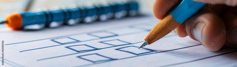 Organizational skills showcased through a checklist, hand marking tasks ...