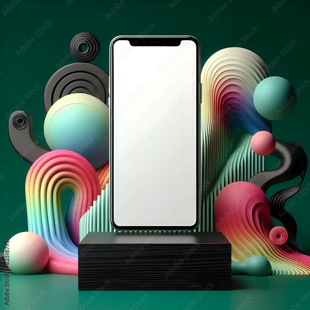 White realistic smartphone mockup .3d mobile phone with blank white ...