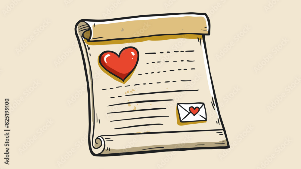A handwritten love letter written on aged parchment paper conveying the ...