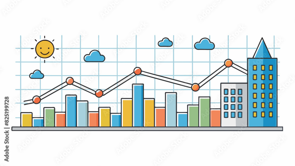 A line graph showing the temperature fluctuations in a city over the ...