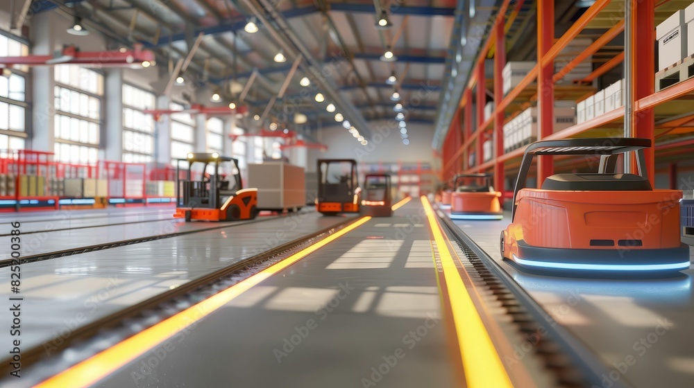 Autonomous forklifts loading and unloading packages onto smart conveyor ...