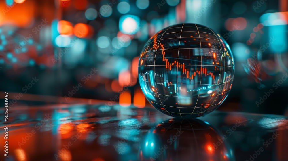 Crystal ball with financial chart for business and technology concepts ...