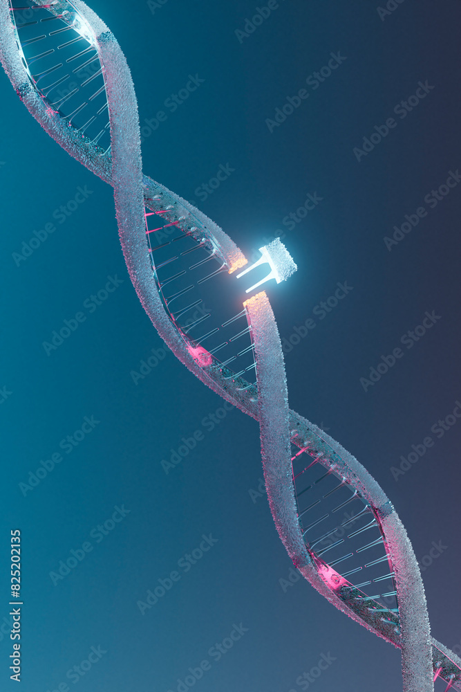 3D Render of DNA Strand and Gene Editing Technology Stock Illustration ...