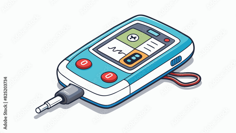 A small handheld device with a digital screen displays a patients vital ...