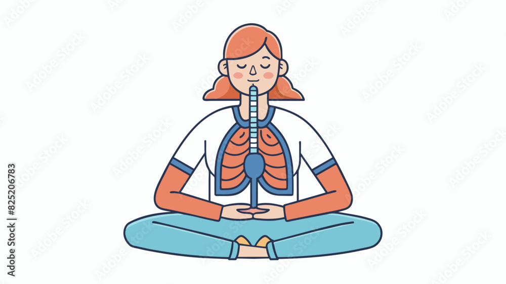 Deep Breathing A person sits upright and takes slow controlled breaths ...