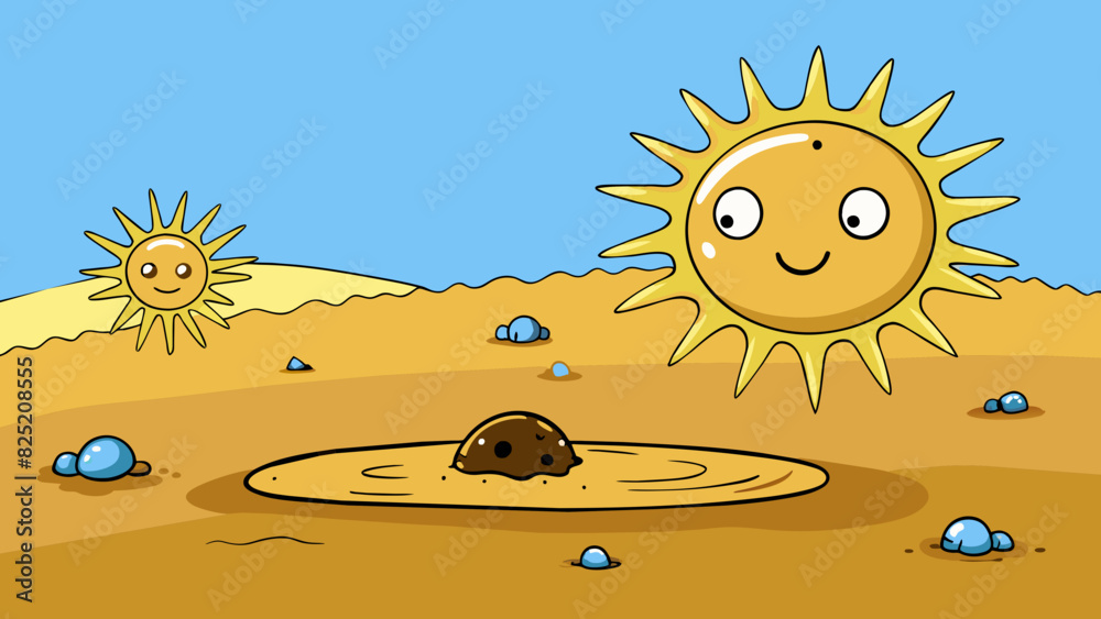 Puddle As the sun shone down the puddle reduced in size until it ...