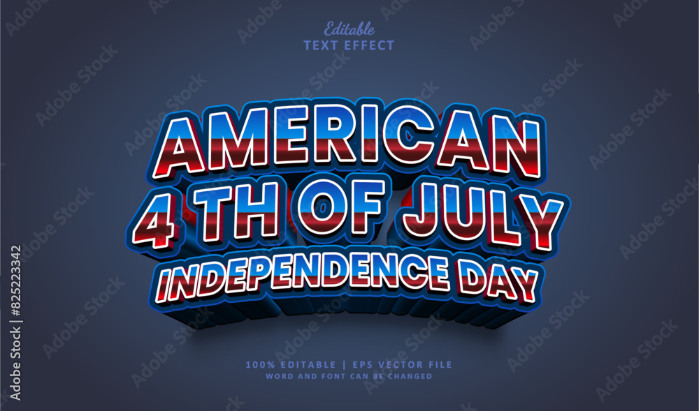 Editable Text Effect America 4th of July Style 3d. Text Effect Theme ...