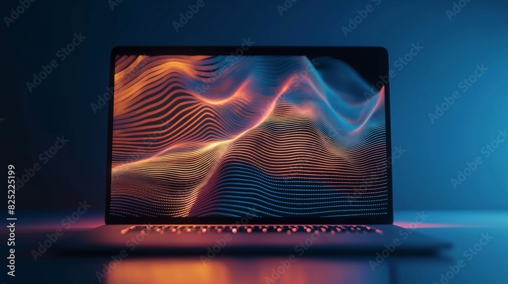 laptop wavered particles abstract ultra hd background of laptop ...
