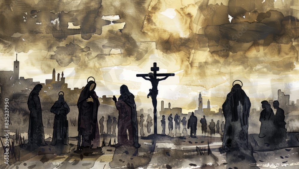 Jesus dies on the Cross.The Crucifixion and Death of Jesus.Digital ...
