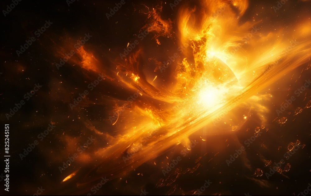 Supernova. A starburst in space. A solar prominence. A magnetic storm ...