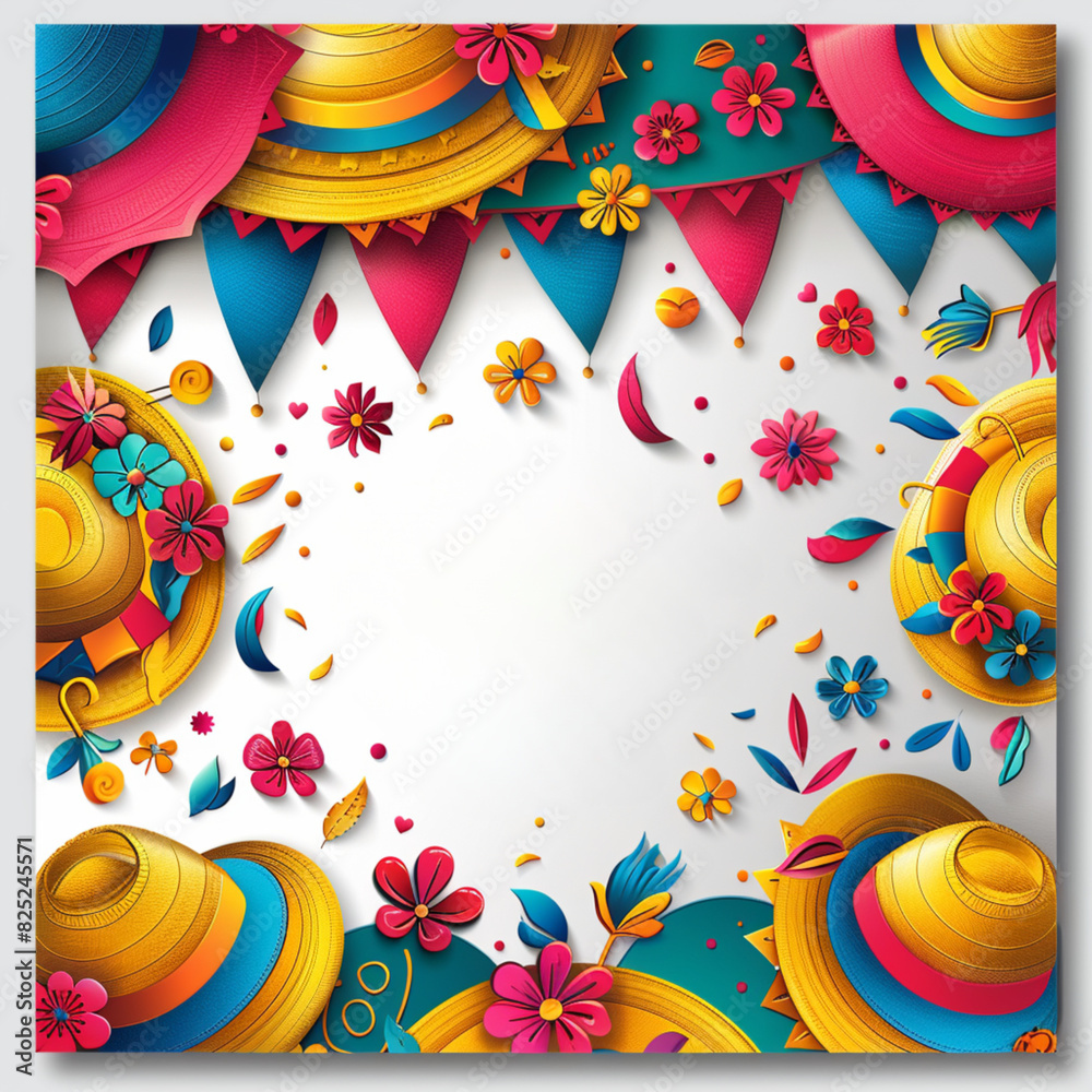 Festa Junina - Chapéus de festa junina e flores, template para convite ...