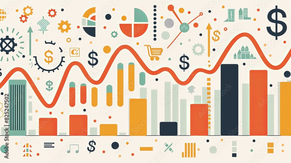 Financial Growth and Positive Trends - Illustration of Line Chart with ...