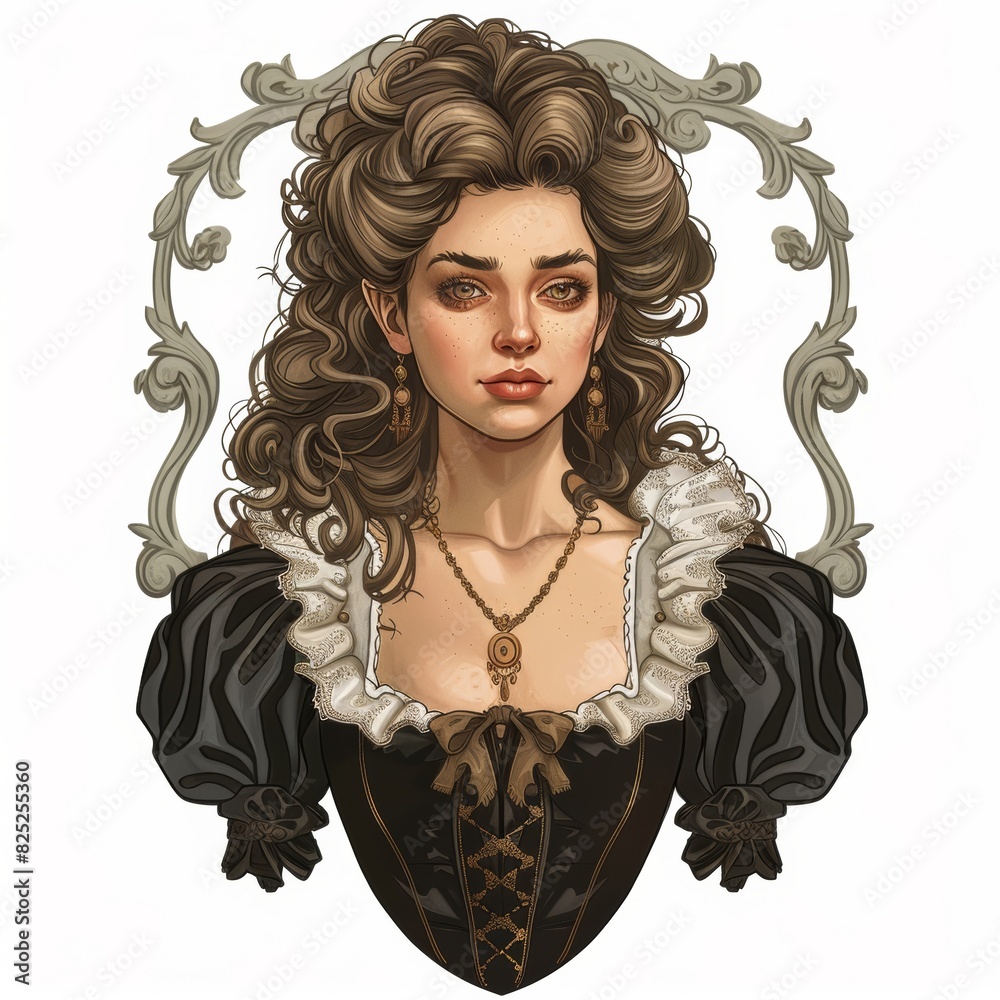 gothic portrait of a noble woman from the 18th century center of frame ...