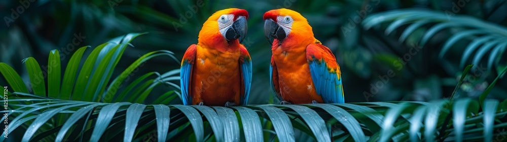 Background Tropical. Waterfalls cascade from rocky cliffs, their ...