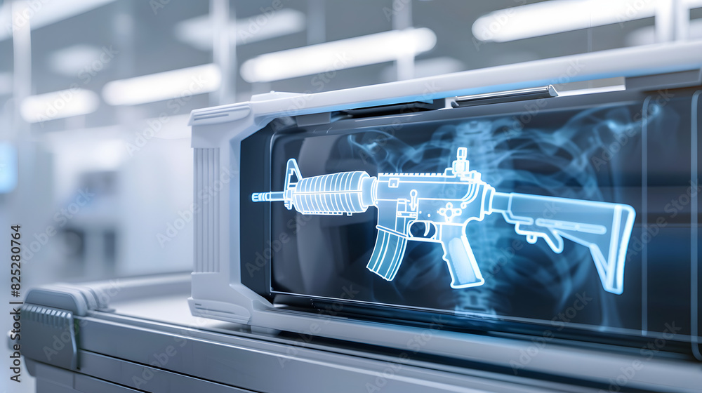 An immersive digital painting depicting the moment an airport scanner ...