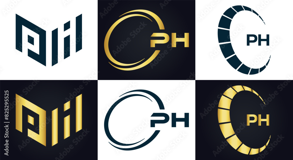PH logo. P H design. White PH letter. PH, P H letter logo design. P H ...