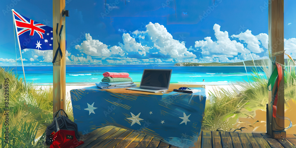 Australian Beachfront Desk: An outdoor desk overlooking a pristine ...