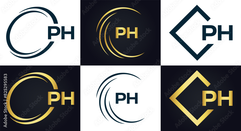 PH logo. P H design. White PH letter. PH, P H letter logo design. P H ...