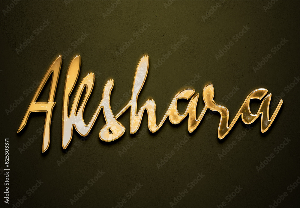 Old gold text effect of Hindi name Akshara with 3D glossy style Mockup ...