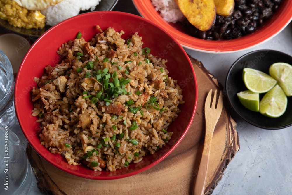 Chaufa Chineses style fried rice Buffet table full of lunch assorted ...