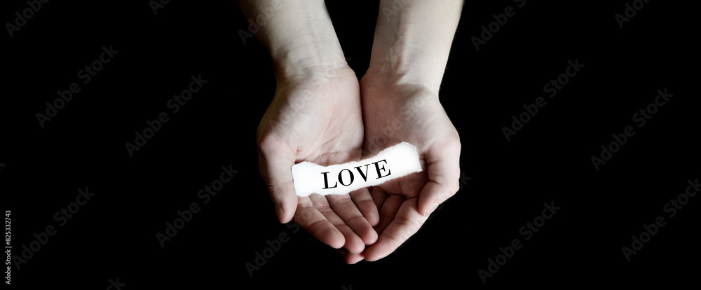 Hands Holding Paper Message Love Grasping Emotion of Togetherness Stock ...