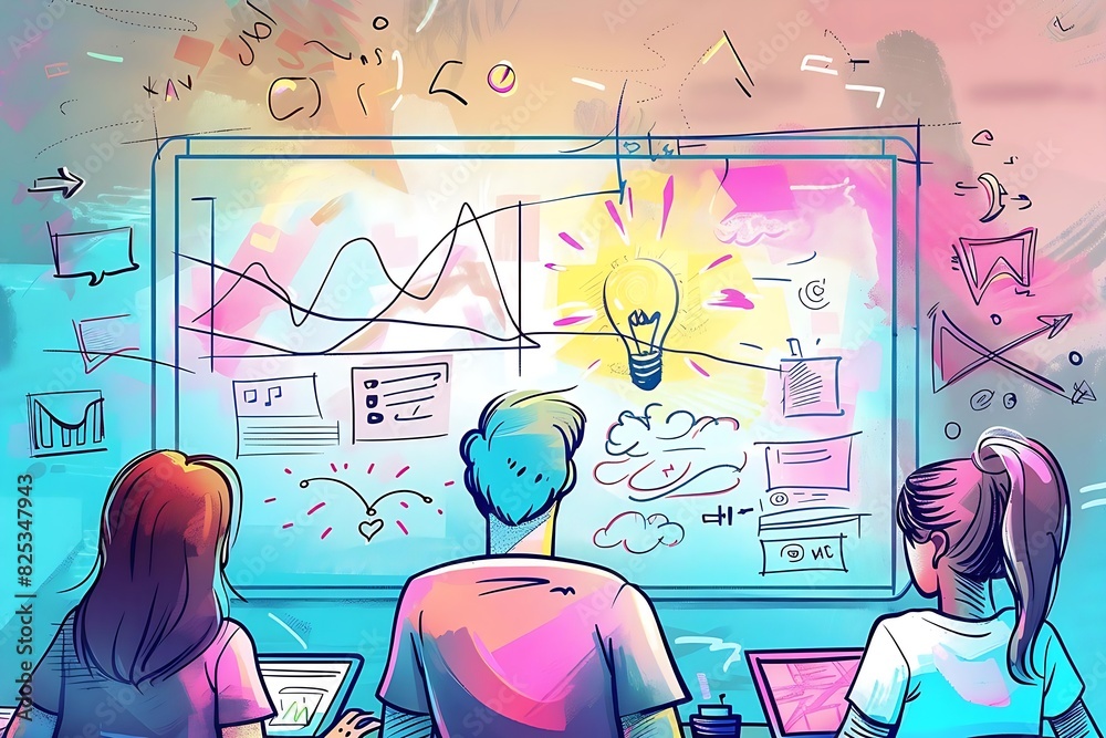 collaborative workspace a whiteboard filled with charts, graphs, and ...