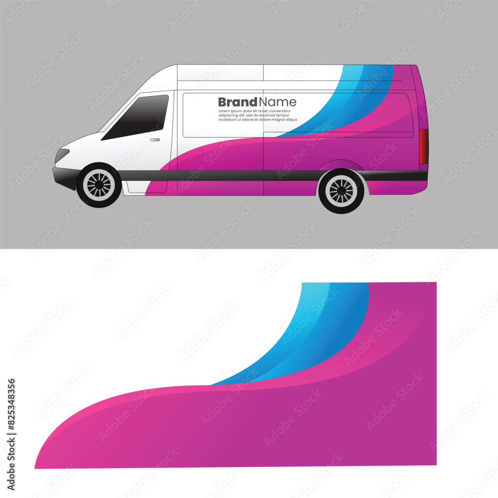 Cargo van background sticker design vector. delivery cargo van template ...