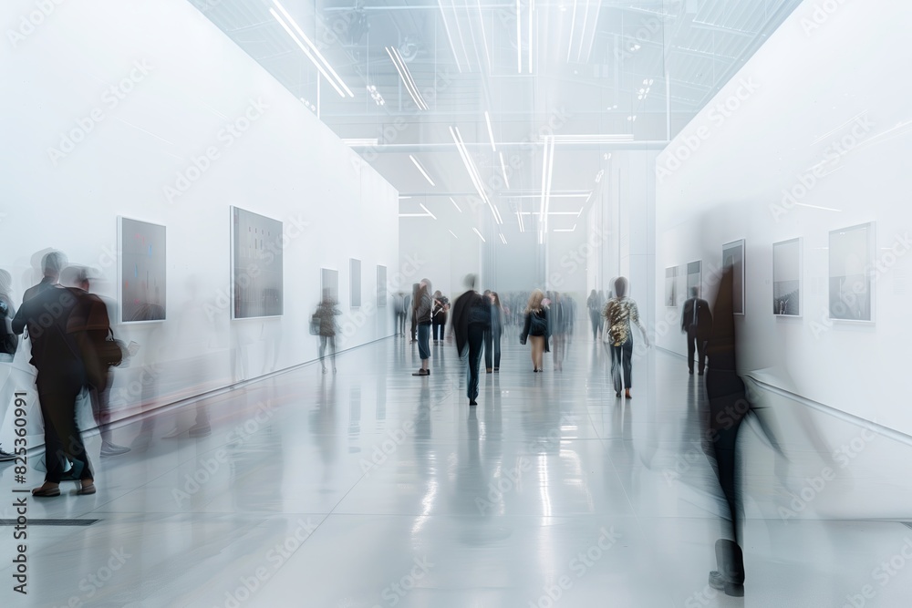 Art gallery museum modern people culture. Interior wall painting ...