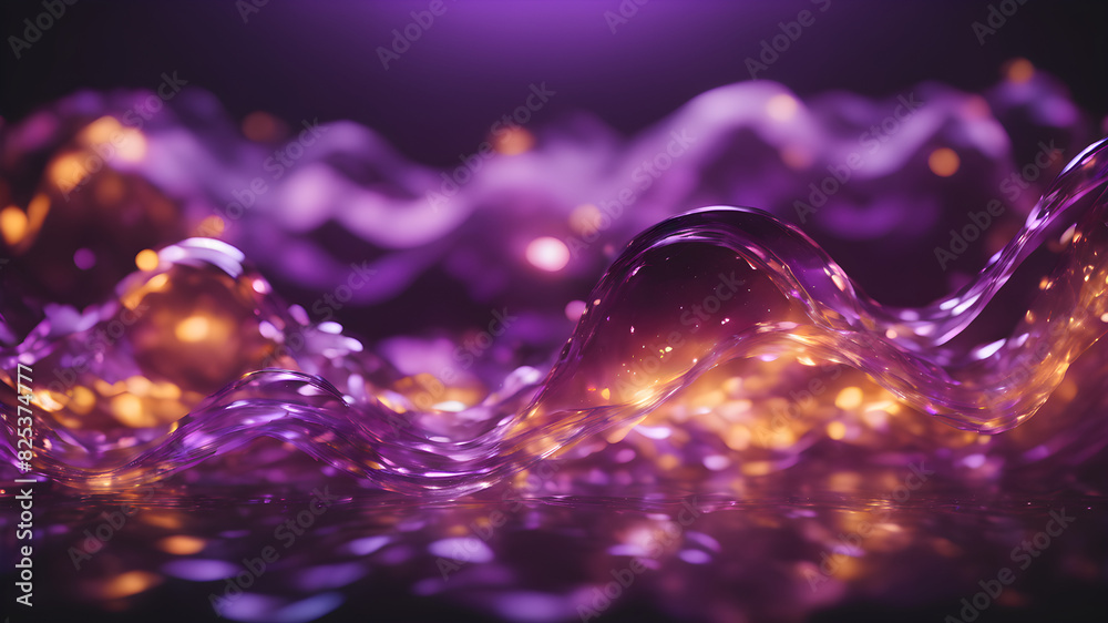 Purple water wave background with bubbles.A magical illustration ...