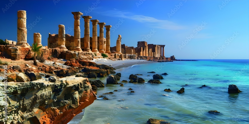 Leptis Magna was a significant Roman city in ancient Libya. Concept ...