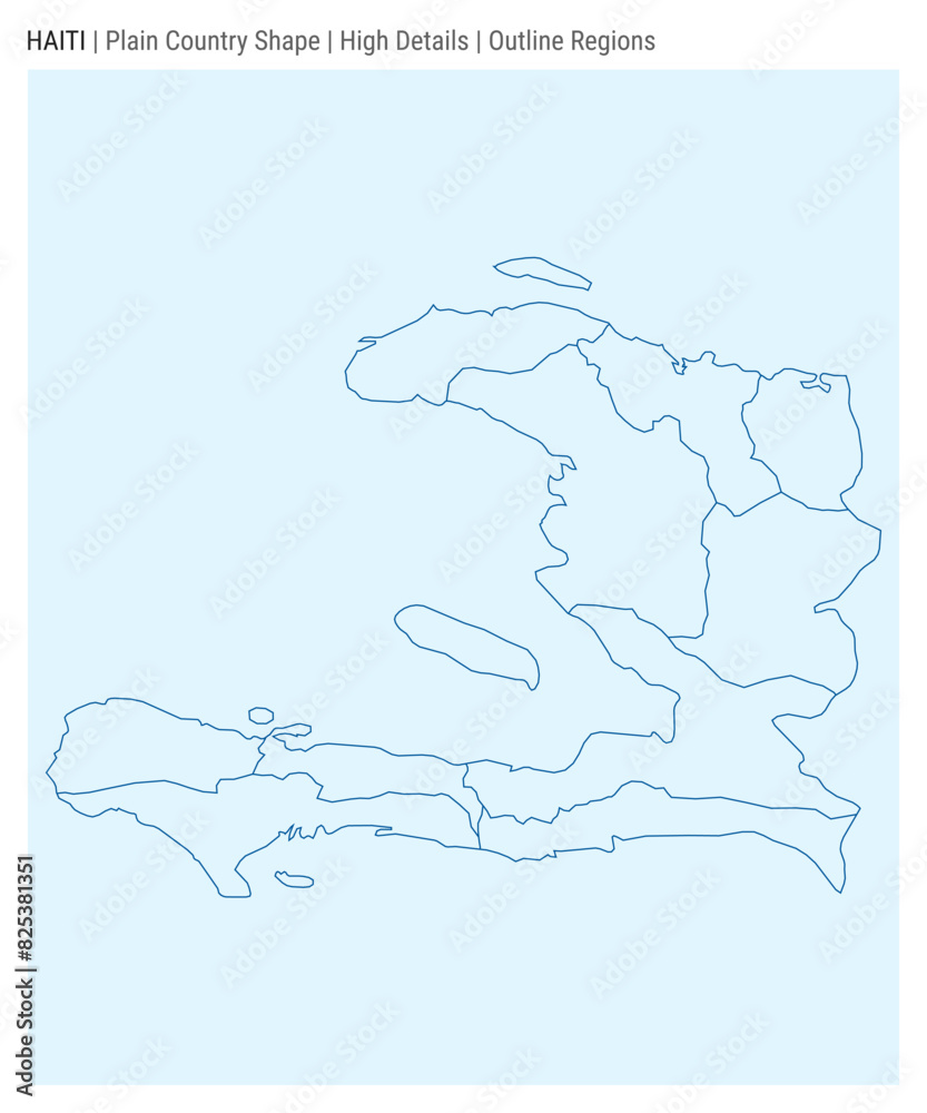 Haiti plain country map. High Details. Outline Regions style. Shape of ...