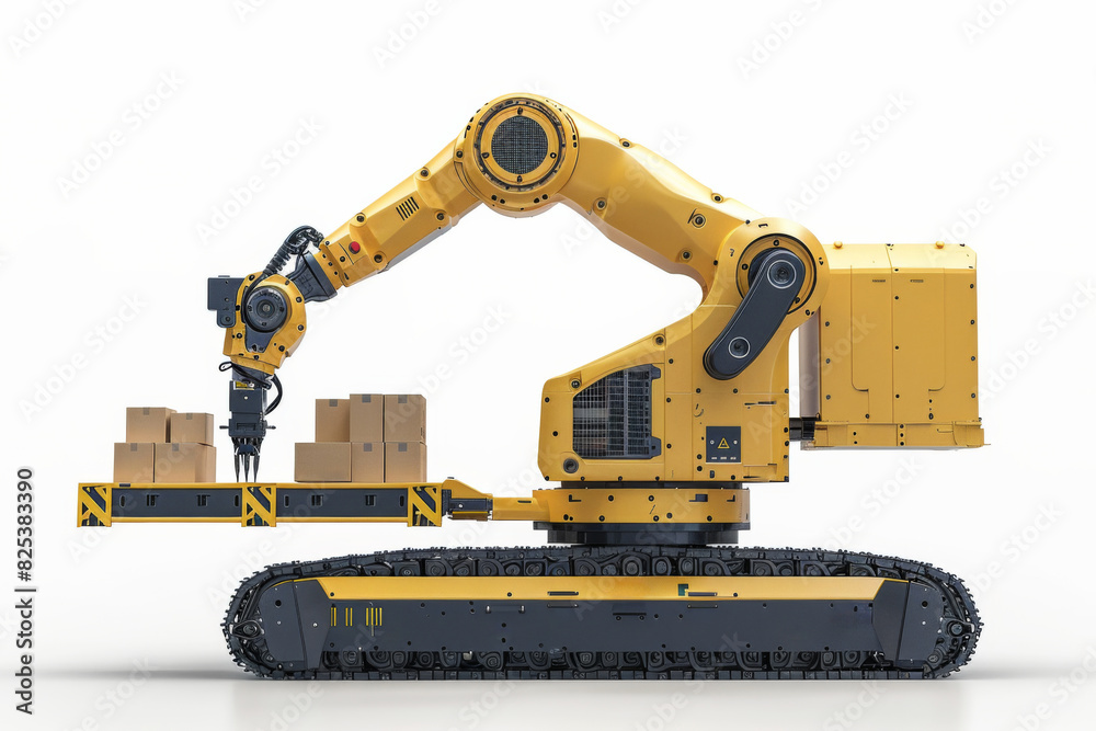 Automated Robot Carriers And Robotic Arm In Modern Distribution ...