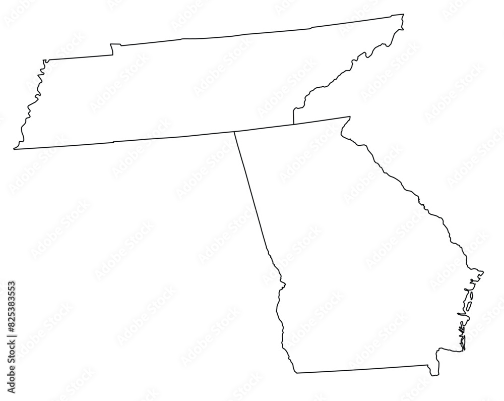 Map of the U.S. state of Georgia, Tennessee Stock Vector | Adobe Stock