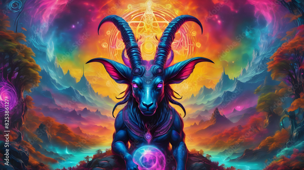 Baphomet, the evil goat headed figure, stands as a symbol of occultism ...