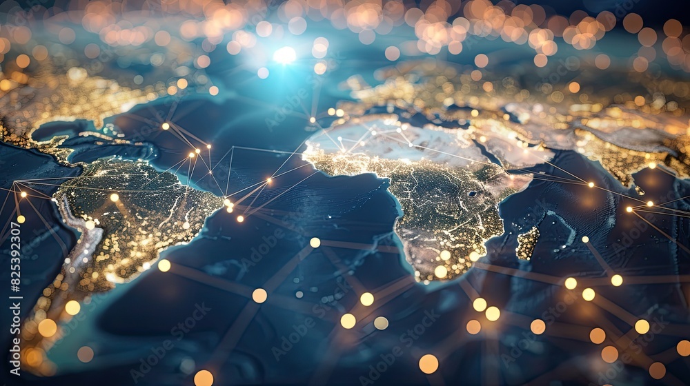 Global worldwide network connection and data connections concept. A ...