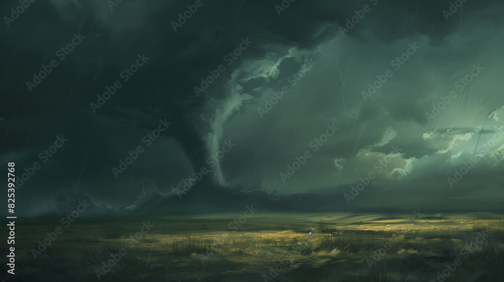 dark stormy weather sky, tornado building up. Frightening weather, huge ...