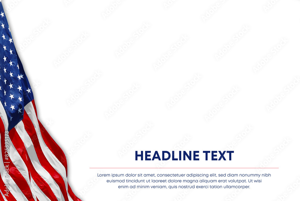 American Flag lying on an empty background. Template with text. Stock ...