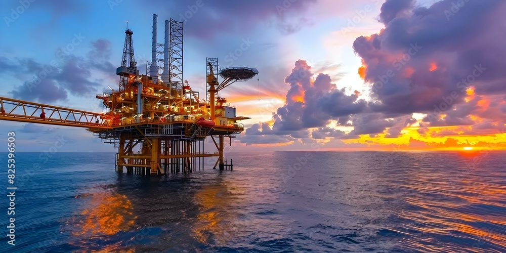 Oil Rig with Multiple Levels in the Middle of the Sea. Concept Oil Rig ...