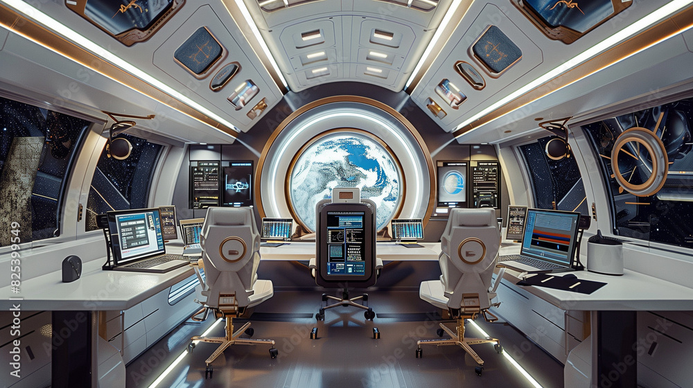 The modern, elegant spacecraft command center impresses with its ...