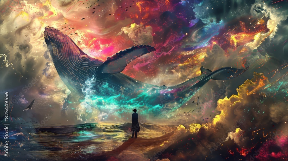 Colorful abstract background Jonah and the whale Stock Illustration ...