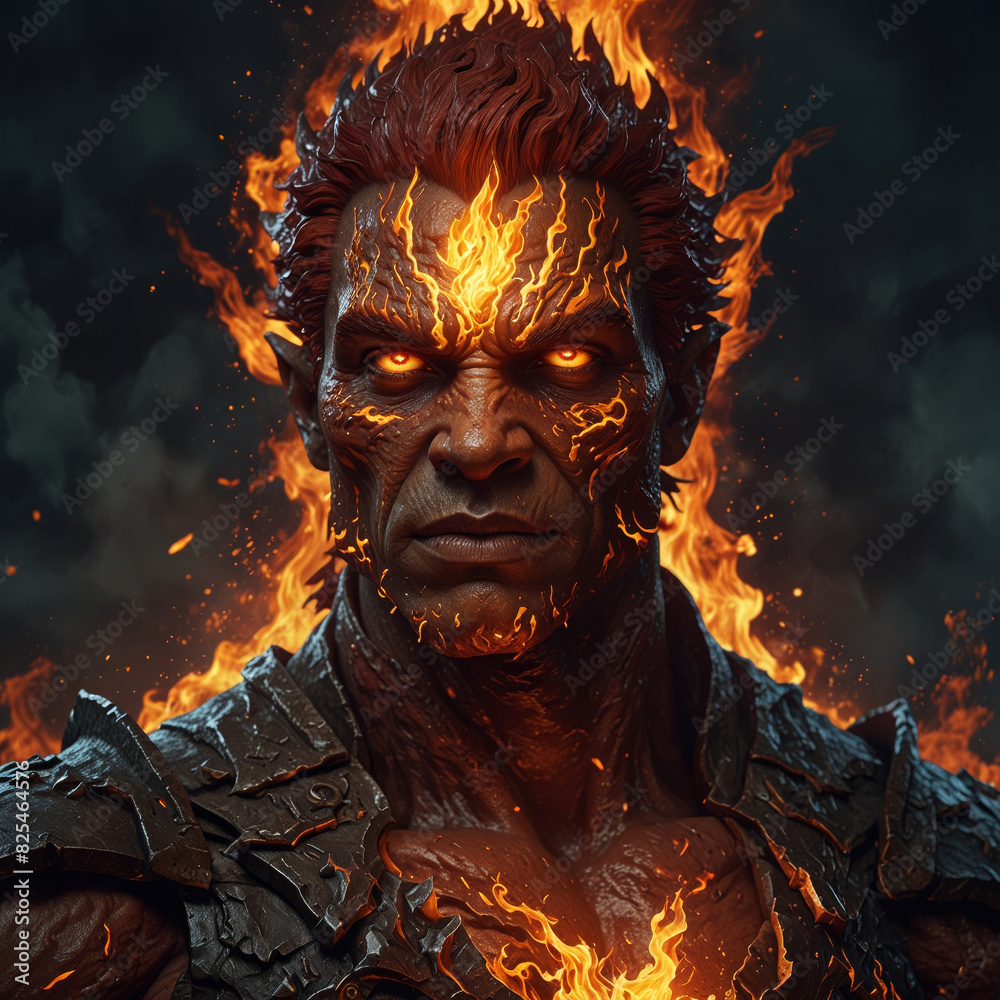 Fantasy Fire Monster, elemental demon from the underworld. The Hell ...