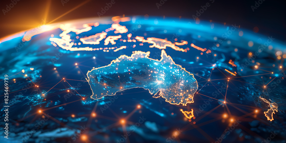 Digital map of Australia network connectivity, data transfer, tech ...