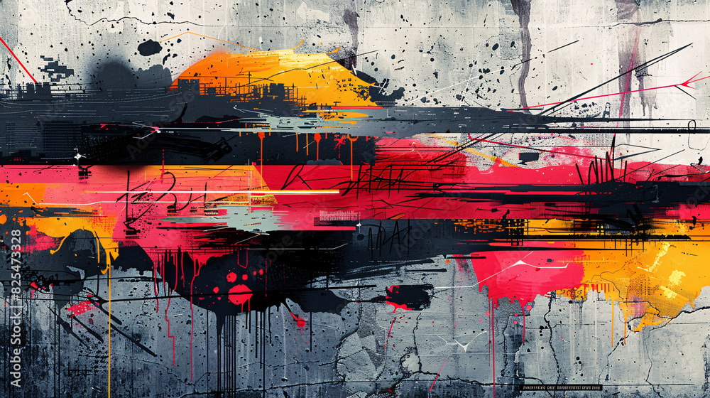 An illustration of abstract graffiti art with layered textures and ...