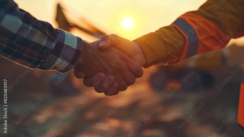 Successful deal, male architect shaking hands with client in ...