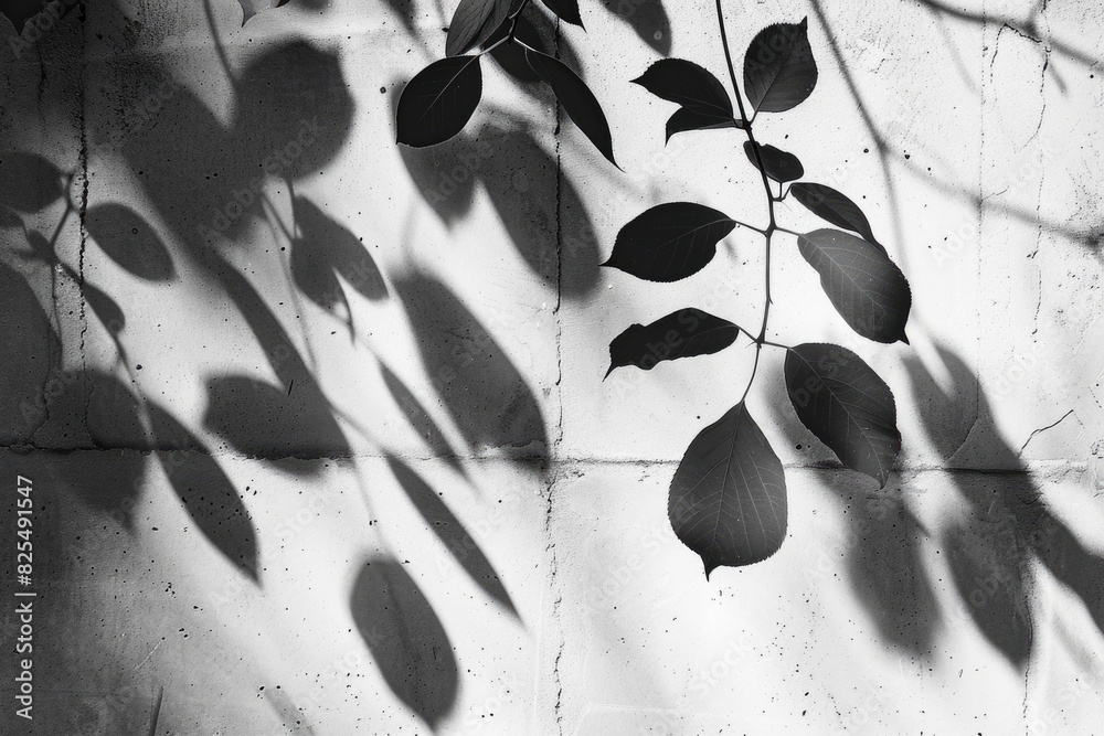 Tree Shadows. Black and White Abstract Wall Texture with Sunlight and ...