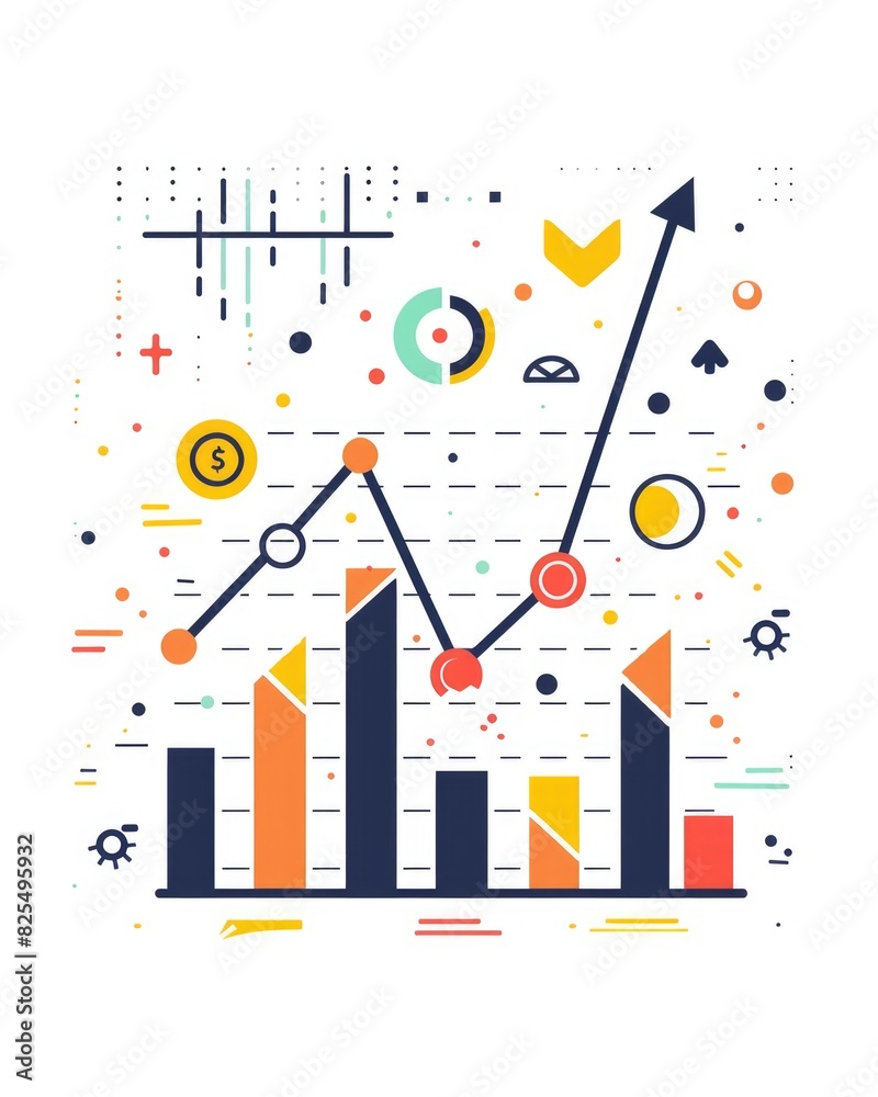 Chart Line. Flat Linear Graph and Chart for Business Presentation and ...
