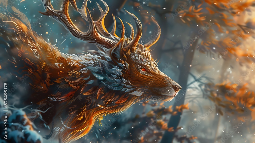 A detailed illustration of a mythical creature, blending traditional ...